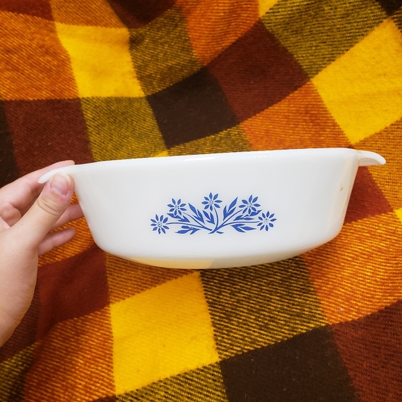 Fire King | Dining | Vintage Milk Glass Fire King Blue Floral Baking ...
